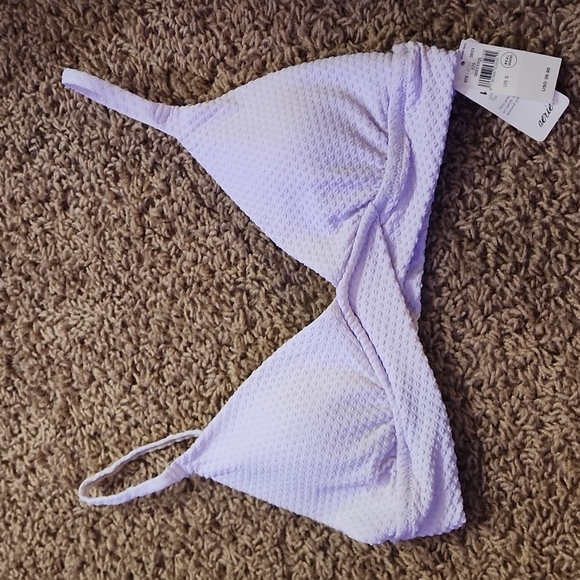 aerie | Swim | Aerie Triangle Crossover Jacquard Bikini Top Purple Nwt ...